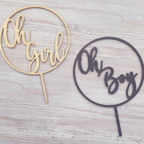 Oh Boy Oh Girl Circle Cake Topper Baby Shower Cake Sign | Etsy