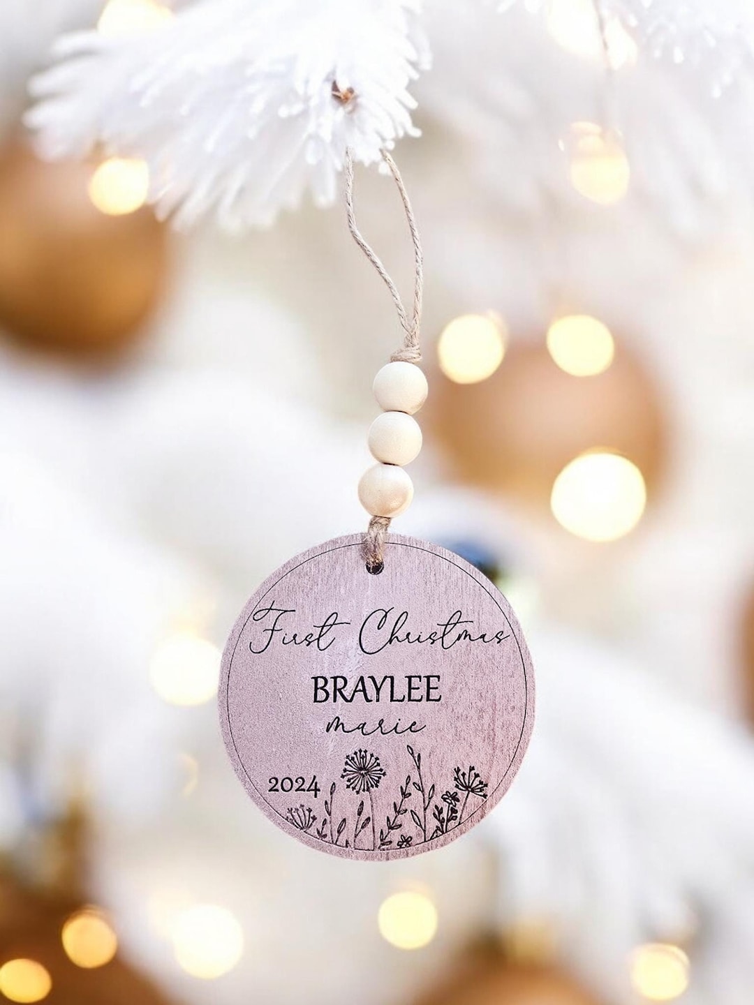 2024 Baby's First Christmas Ornament Customized With Name and Year ...