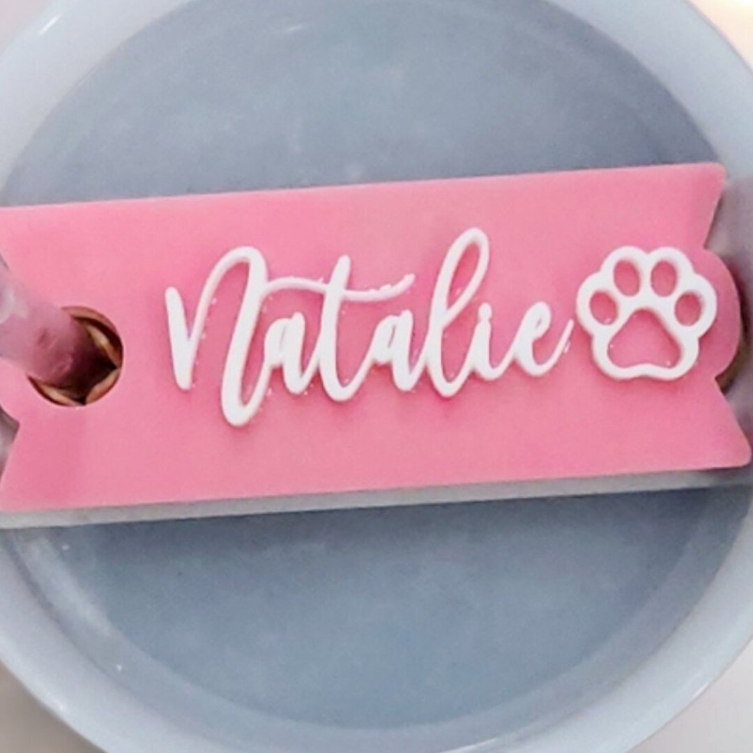 Custom Pink Name Tag for Cup Personalized Name Plate Topper Lid Name ...