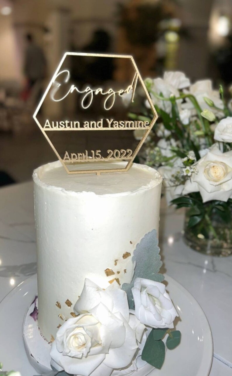 Engaged Cake Topper With Date We're Engaged Couples | Etsy