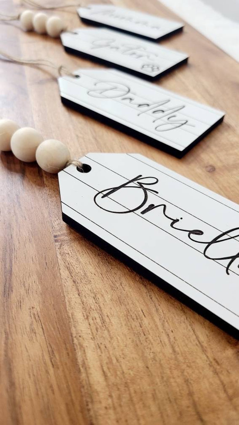 Farmhouse Stocking Tags Personalized Name Gift Tags Birthday - Etsy