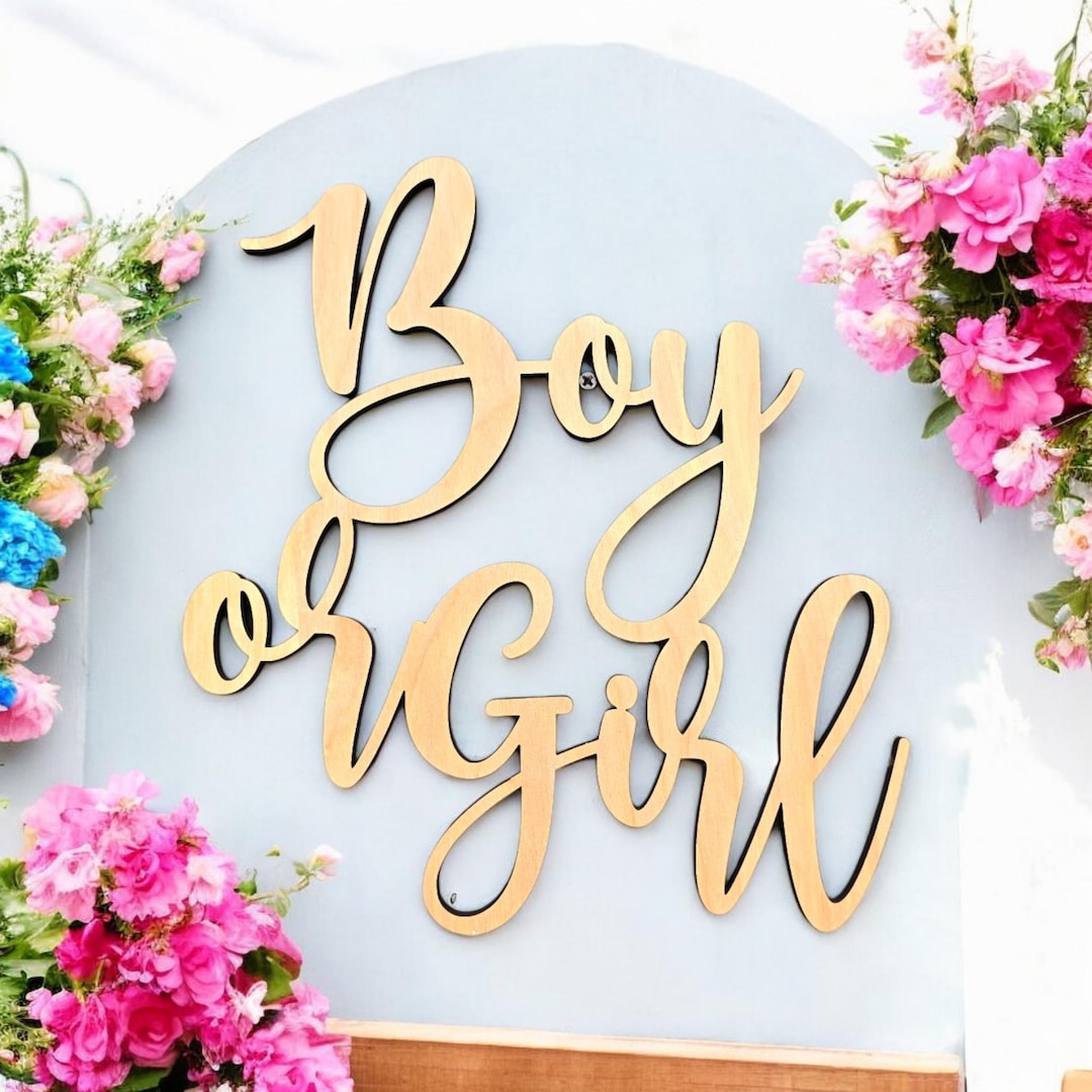 Boy or Girl Gender Reveal Sign Baby Shower Decorations Wooden Sign for ...