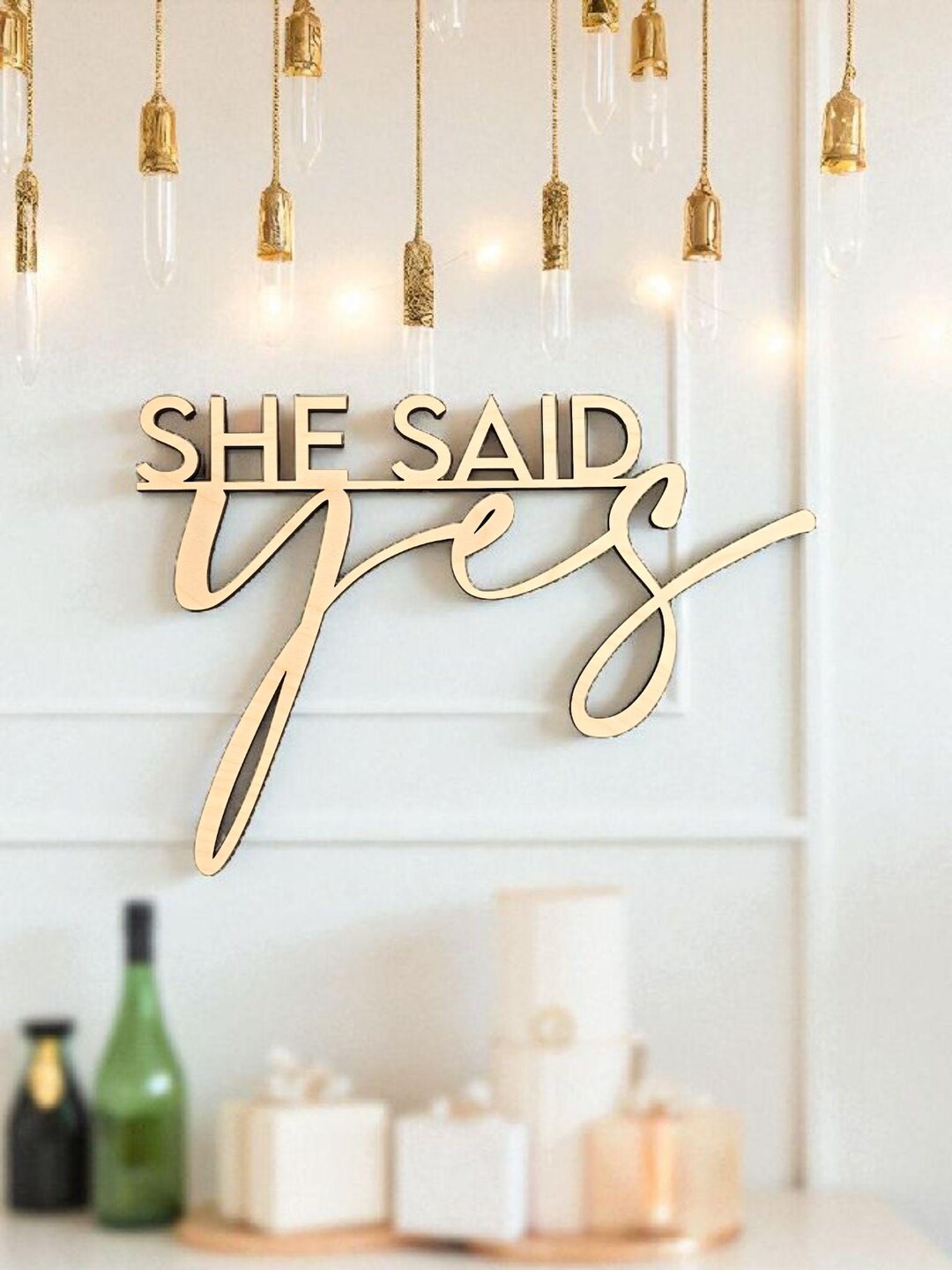 She Said Yes Sign | Laser Cut Wooden Engagement Sign | Bridal Shower ...