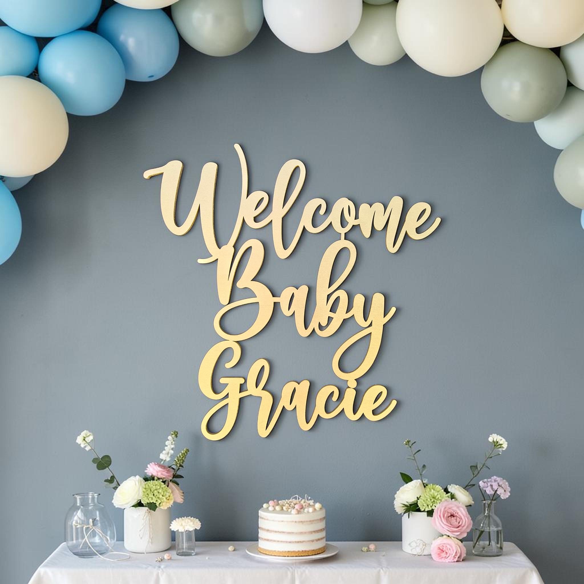 Custom Welcome Baby Sign: Baby Shower Decor | Nursery Wall Decor | Baby ...
