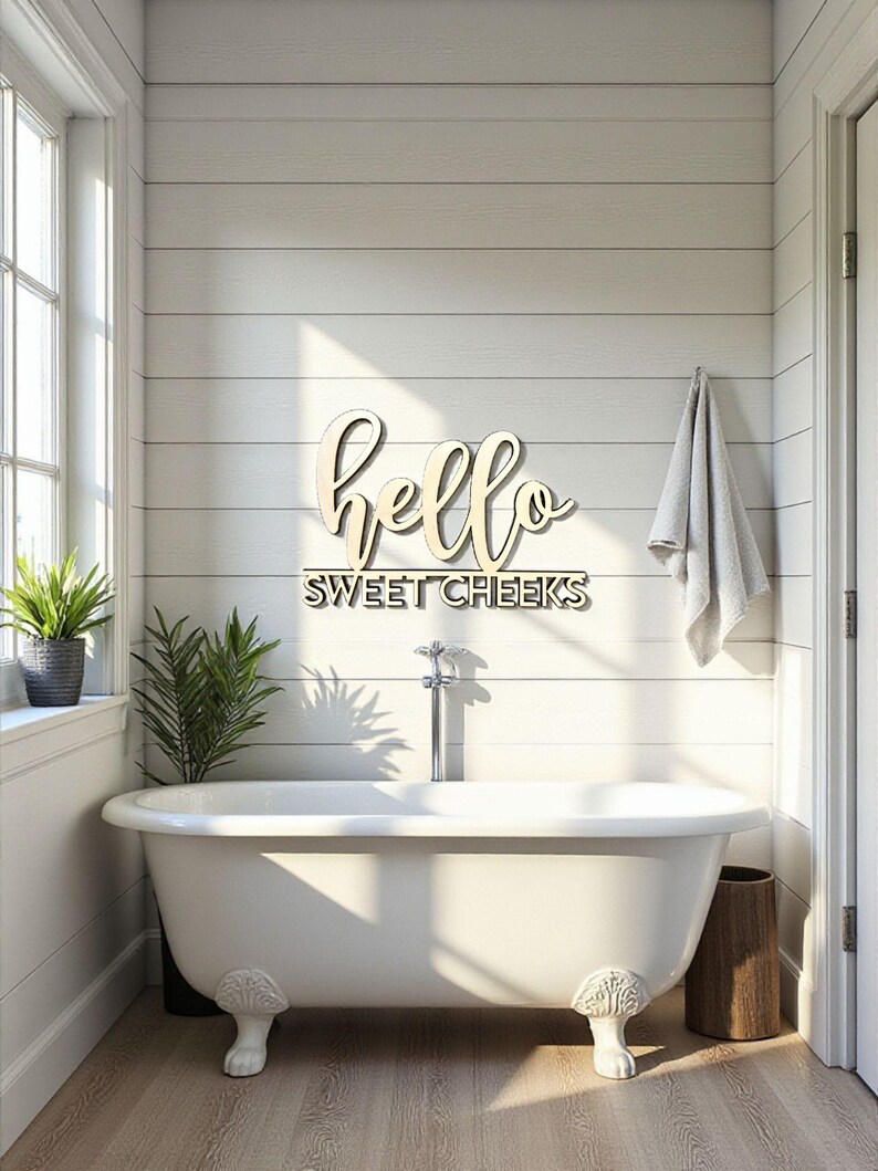 Hello Sweet Cheeks Sign: Rustic Farmhouse Bathroom Wood Decor - Etsy