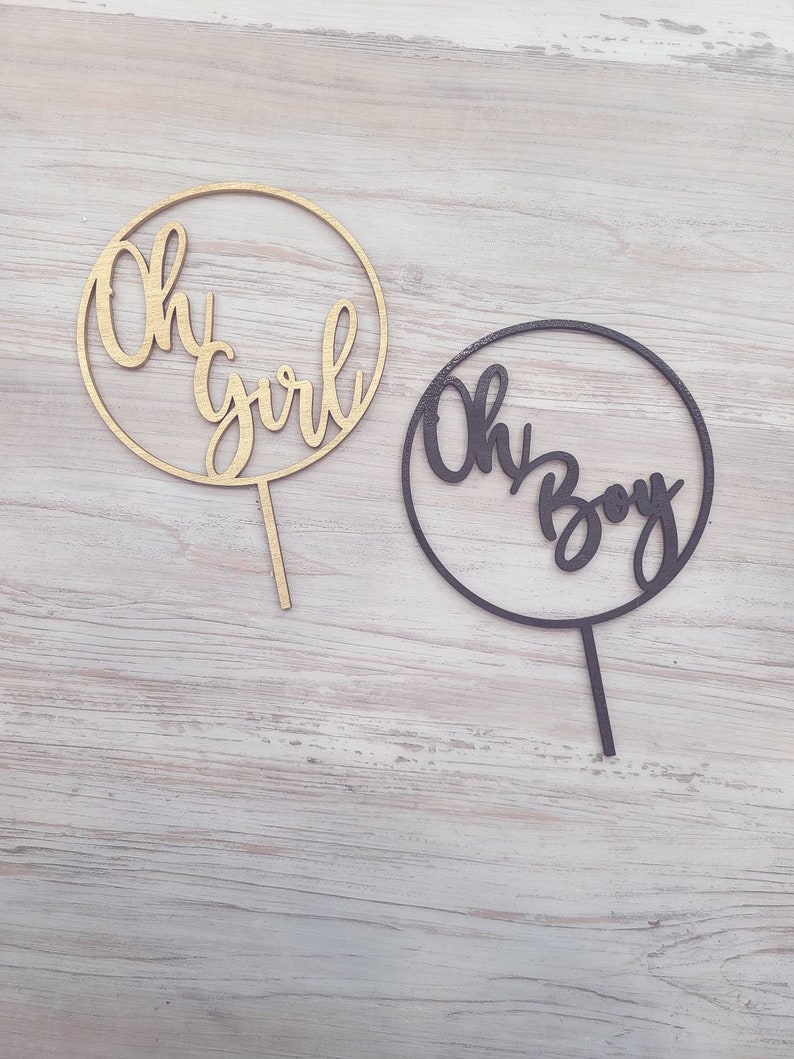 Oh Boy Oh Girl Circle Cake Topper Baby Shower Cake Sign | Etsy