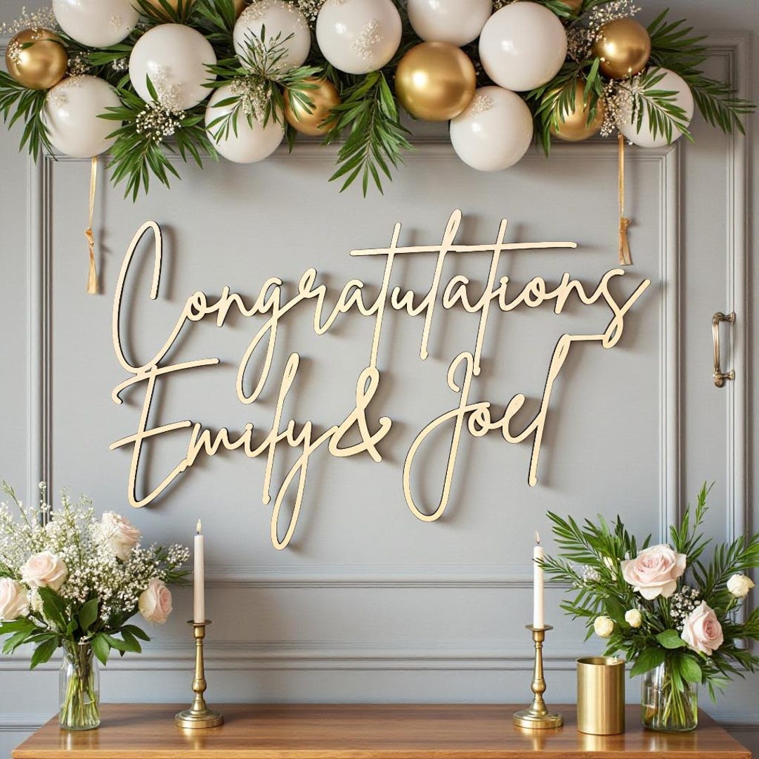 Personalized Engagement Sign With Names: Congratulations Custom Couple ...