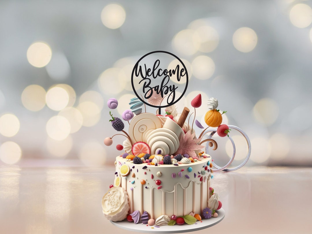 Welcome Baby Cake Topper Baby Shower Decorations Baby Arrival Baby ...