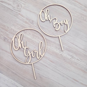 Oh Boy Oh Girl Circle Cake Topper Baby Shower Cake Sign Gender Reveal ...