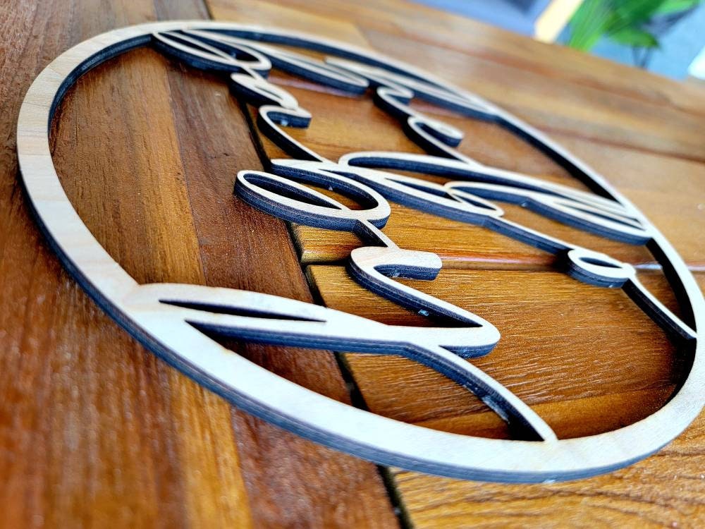 Hello Baby Circle Baby Shower Sign Babyshower Decorations Wooden Laser ...