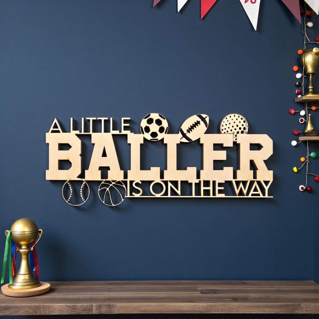 A Little Baller is on the Way Sign: Baby Shower Decor | Sports Theme ...