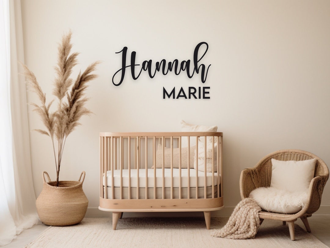 Custom Wooden Name Sign Nursery Decor Stacked Personalized Crib Name ...