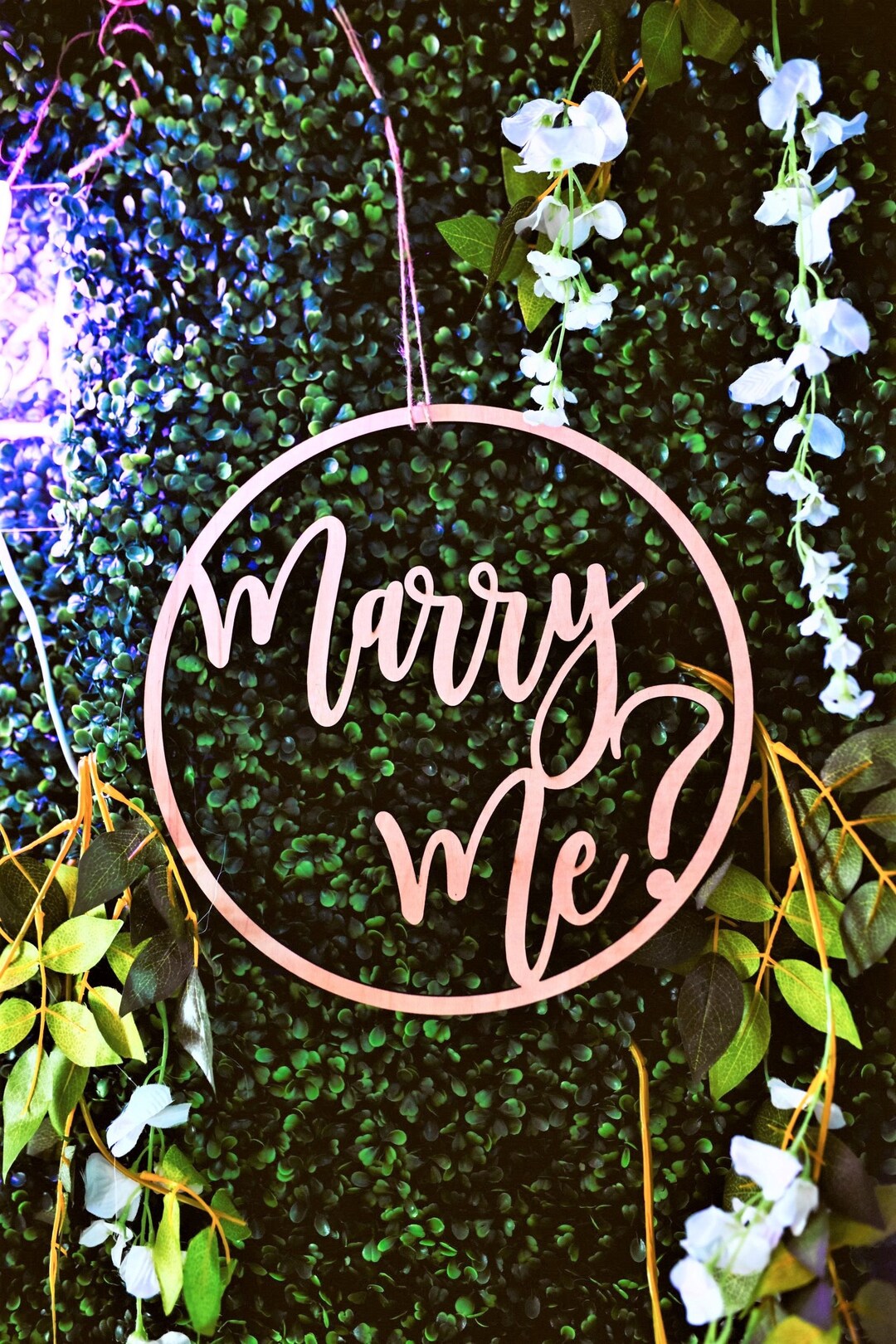 Marry Me? Round Sign Engagement Party Decoration Backdrop Wooden Sign ...