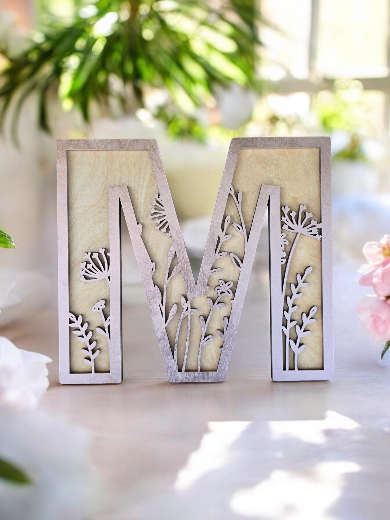 Floral Block Letters Nursery Letters for Baby Shelf Baby Name With ...