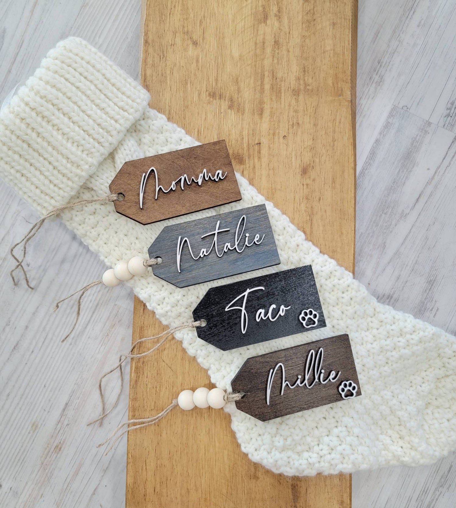 Custom Christmas Ornament Farmhouse Name Tags for Christmas | Etsy