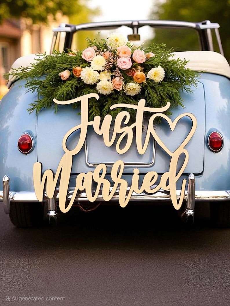 Just Married Wooden Sign | Getaway Car Sign | Wedding Reception ...