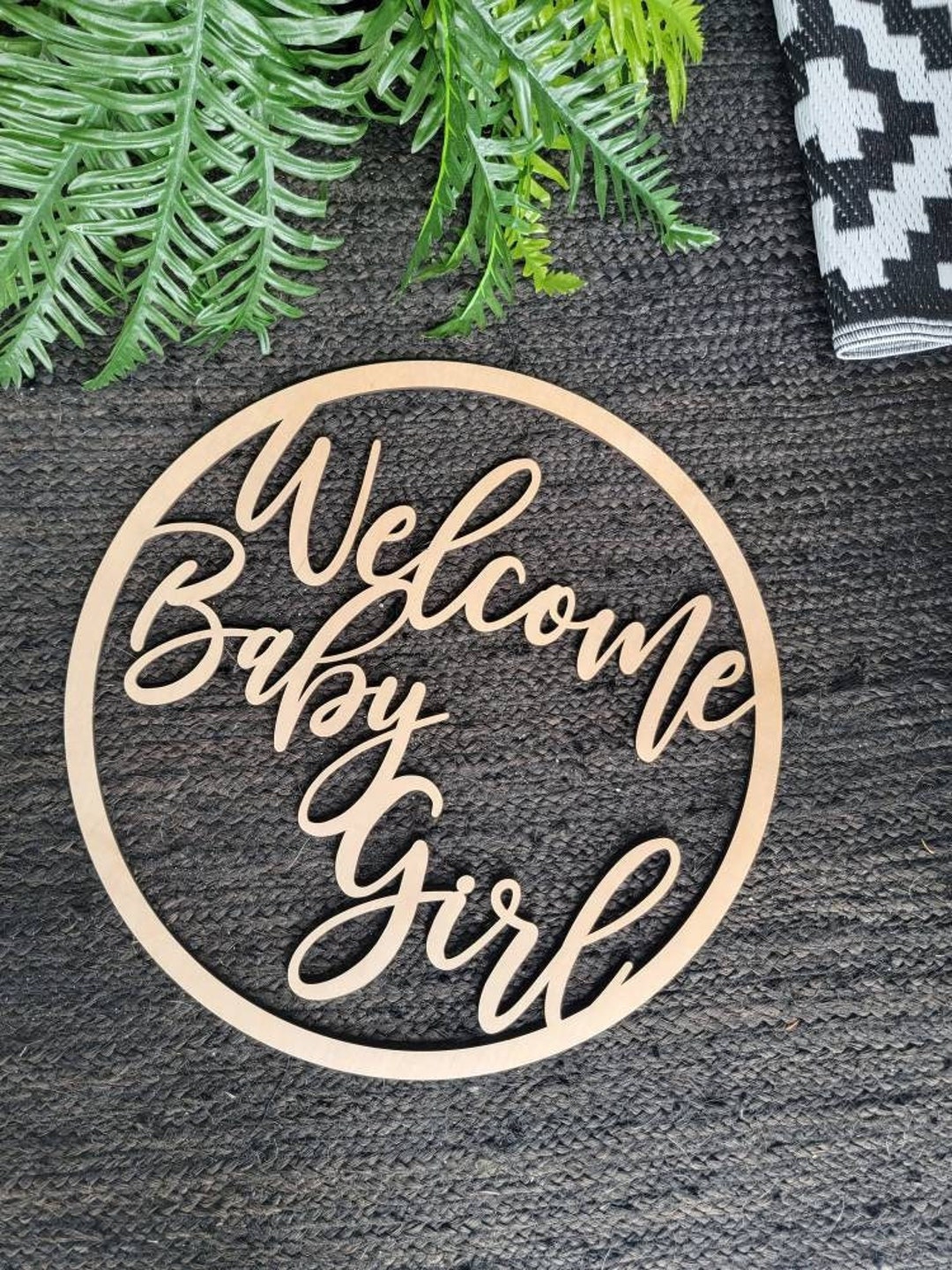 Welcome Baby Girl Welcome Baby Boy Round Wood Sign Babyshower ...