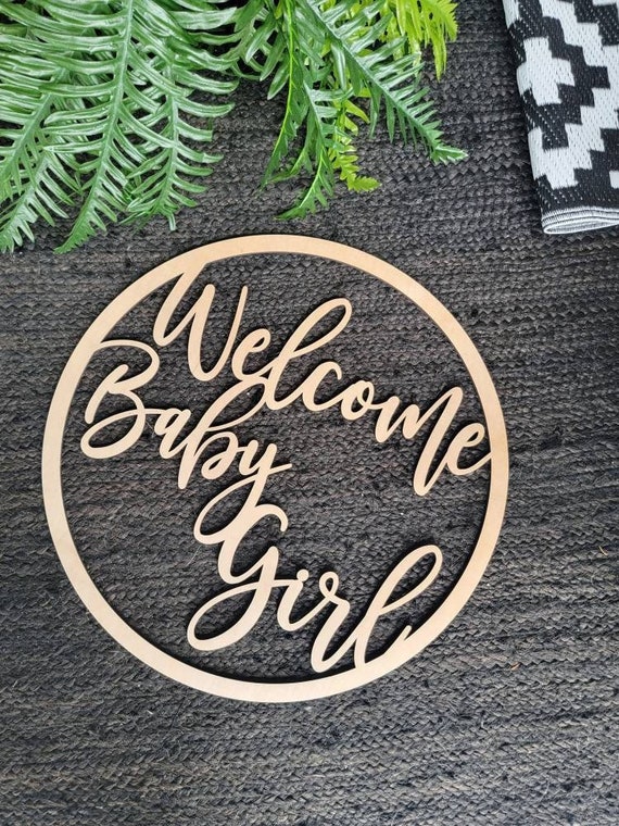Welcome Baby Girl Welcome Baby Boy Round Wood Sign | Etsy