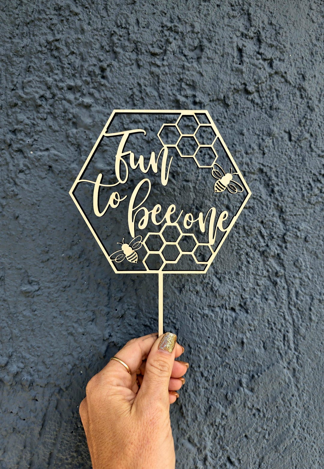 Fun to Bee One Bee Themed Cake Topper First Birthday Honeycomb Cake ...