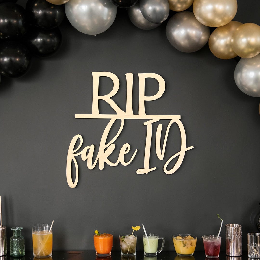 RIP Fake ID Sign: Funny 21st Birthday Decor | Twenty One Party Backdrop ...