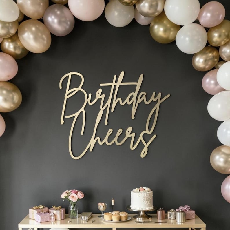 Birthday Cheers Sign: Birthday Party Decor | Celebration Backdrop ...