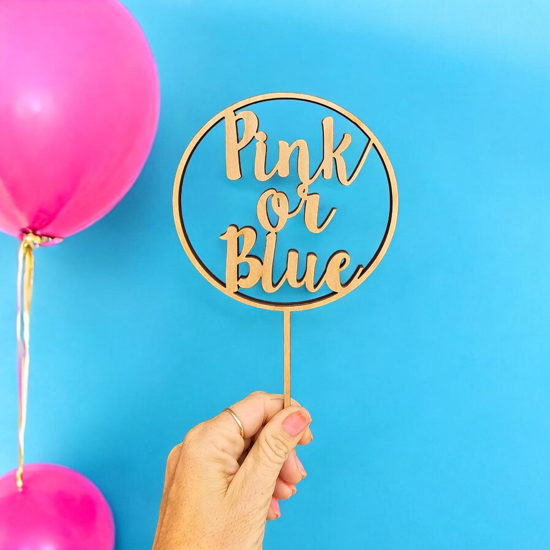 Pink or Blue Cake Topper Gender Reveal Party Decorations for Babyshower ...