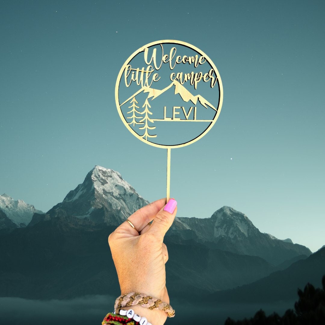 Custom Welcome Little Camper Cake Topper Camping Theme Babyshowerbaby ...