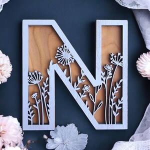 Floral Block Letters Nursery Letters for Baby Shelf Baby Name With ...