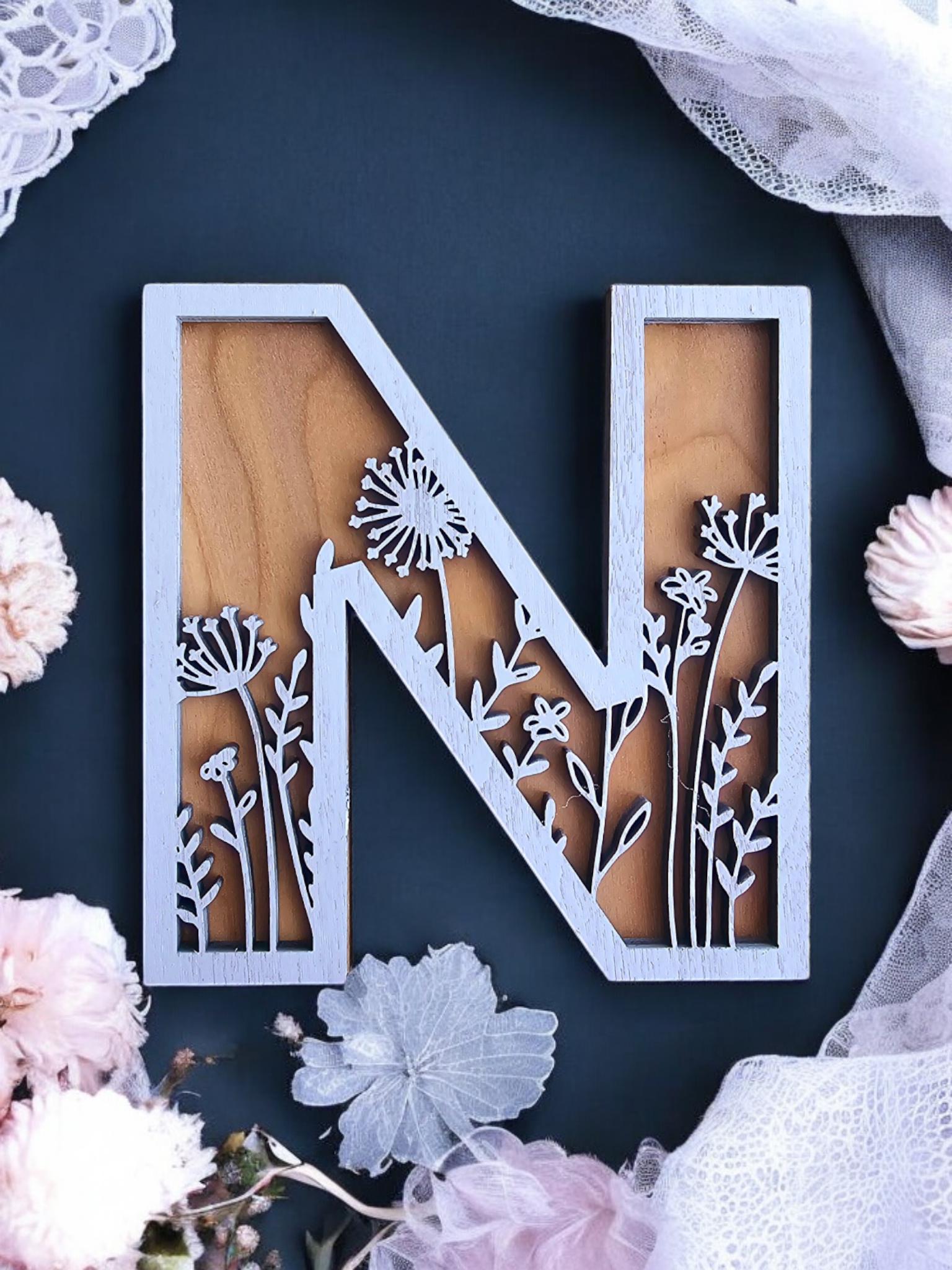 Floral Block Letters Nursery Letters for Baby Shelf Baby Name With ...