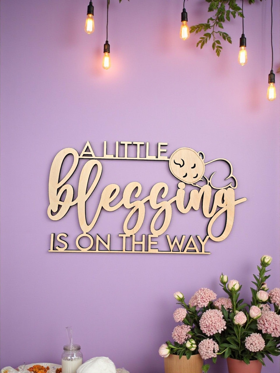 A Little Blessing is on the Way Sign | Faith Baby Shower Decoration ...