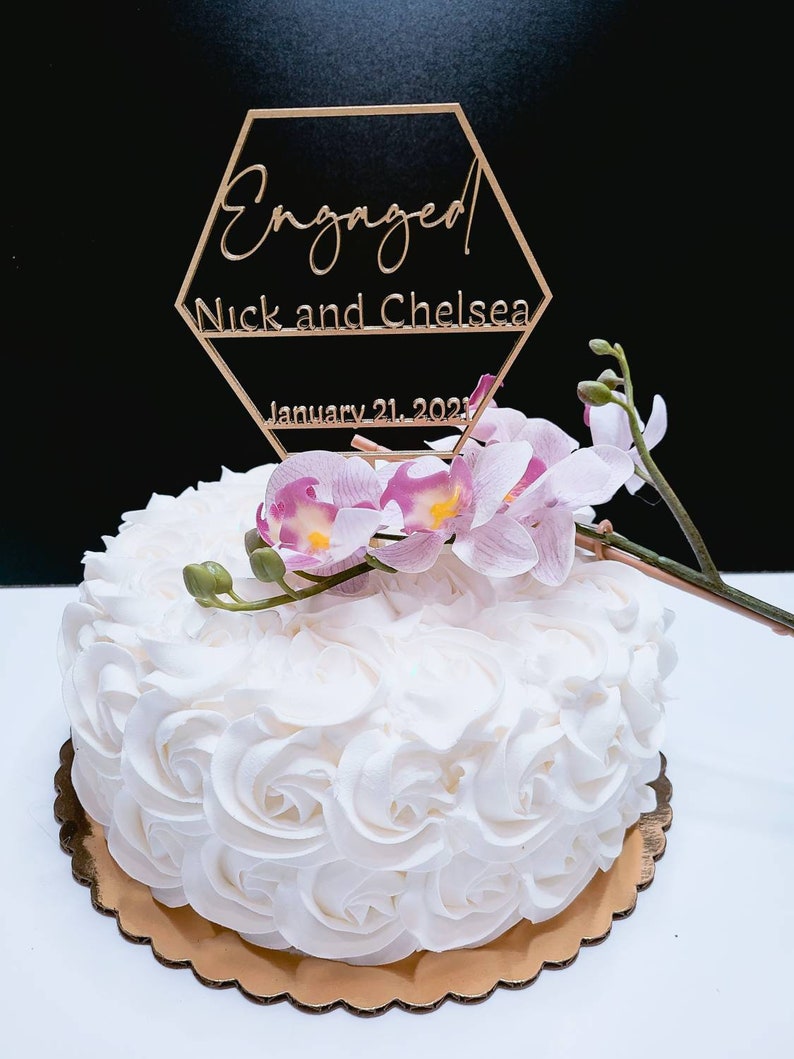 Engaged Cake Topper With Date We're Engaged Couples | Etsy