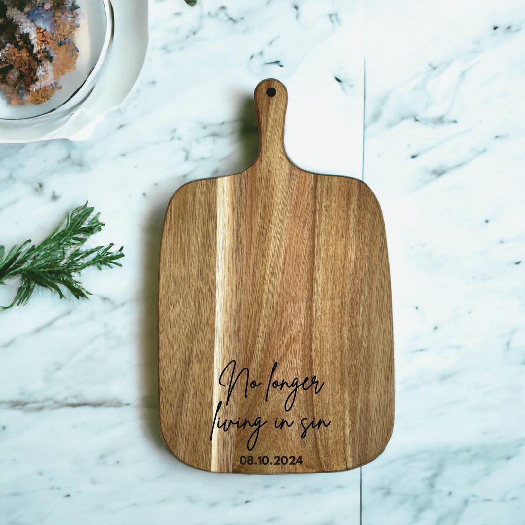 No Longer Living in Sin Cutting Board: Personalized Wedding Date Gift ...
