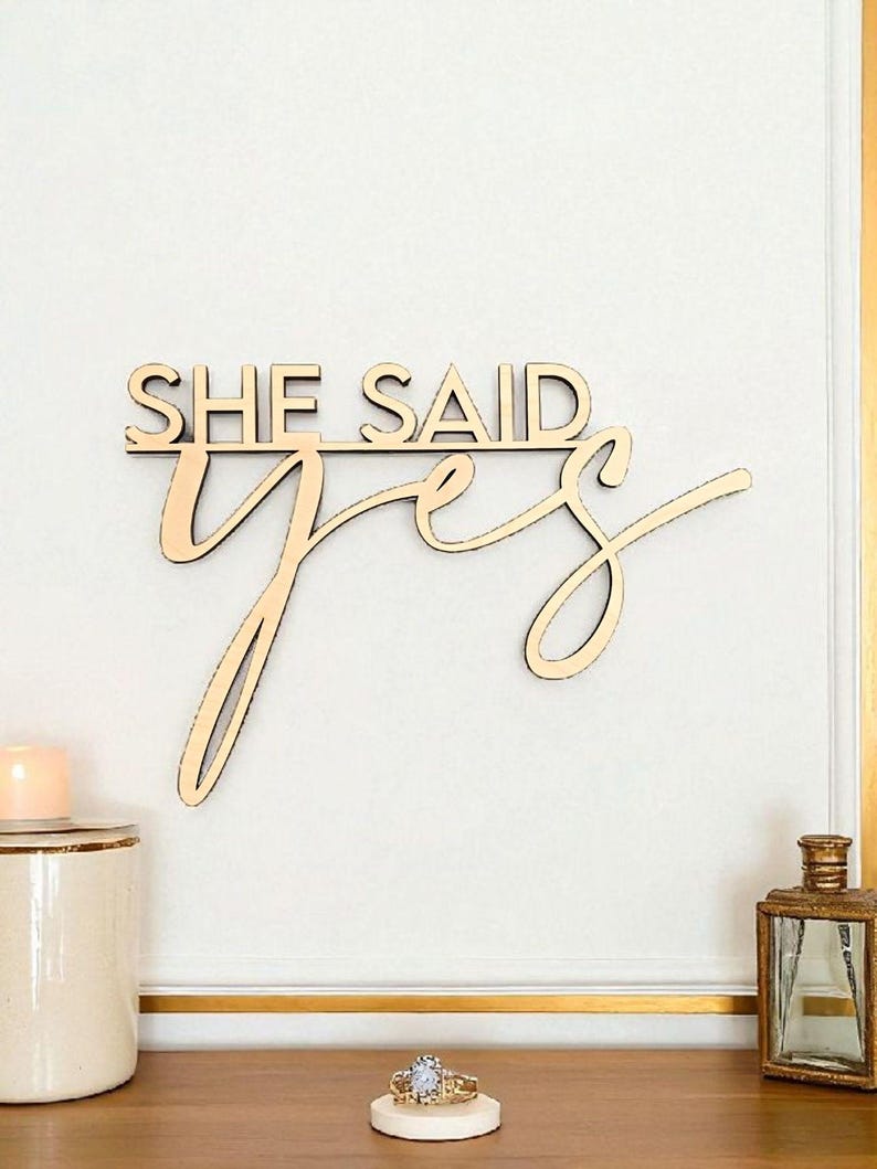 She Said Yes Sign | Laser Cut Wooden Engagement Sign | Bridal Shower ...