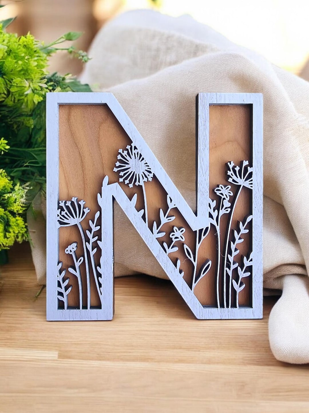Floral Block Letters Nursery Letters for Baby Shelf Baby Name With ...