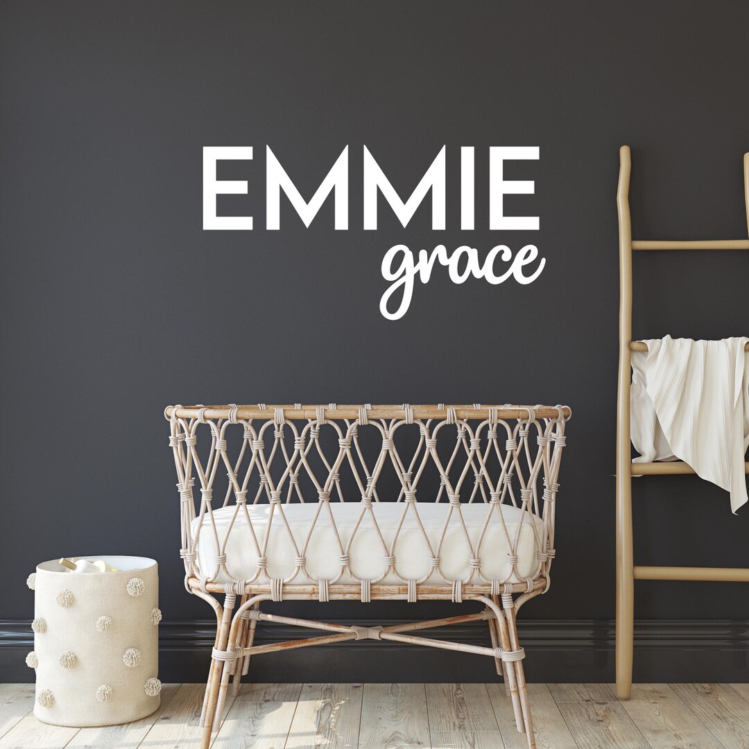 Large Block Name Sign With Script Middle Name Name Sign for Wall Wooden ...