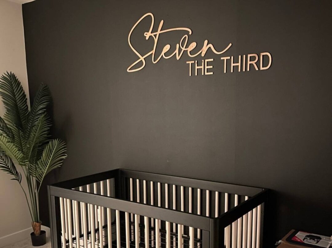Wood Name Sign for Nursery Cutout Wall Sign Wooden Crib Name Sign Baby ...