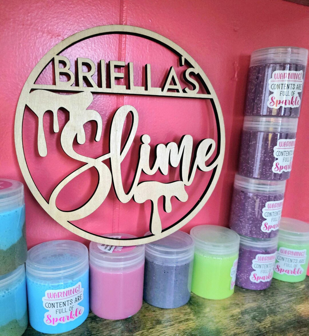Custom Slime Sign Slime Display Sign Kids Slime Name Sign Wooden Sign ...