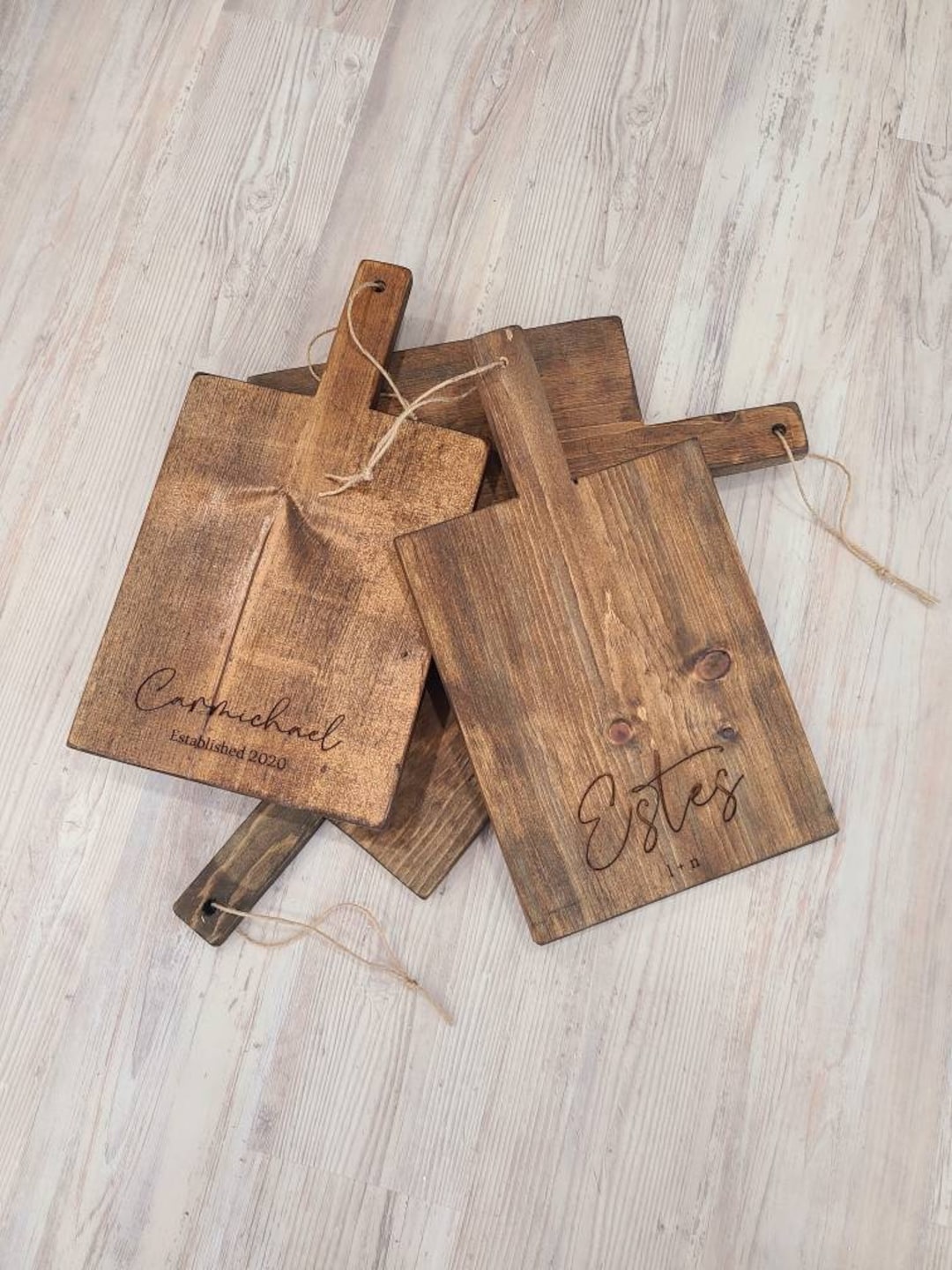 Personalized Farmhouse Charcuterie Bread Board With Handle Last Name ...