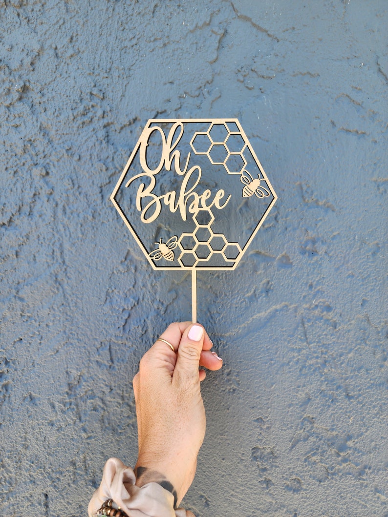 Oh Babee Cake Topper Bee Honeycomb Cake Topper Bee Themed Birthday Cake ...