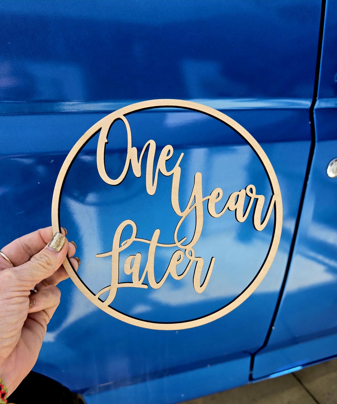 Personalized Anniversary Sign Round Wooden Sign One Year Later Wooden ...