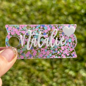 Custom Name Plate for Cup Pink and Blue Confetti Personalized Name Tag ...