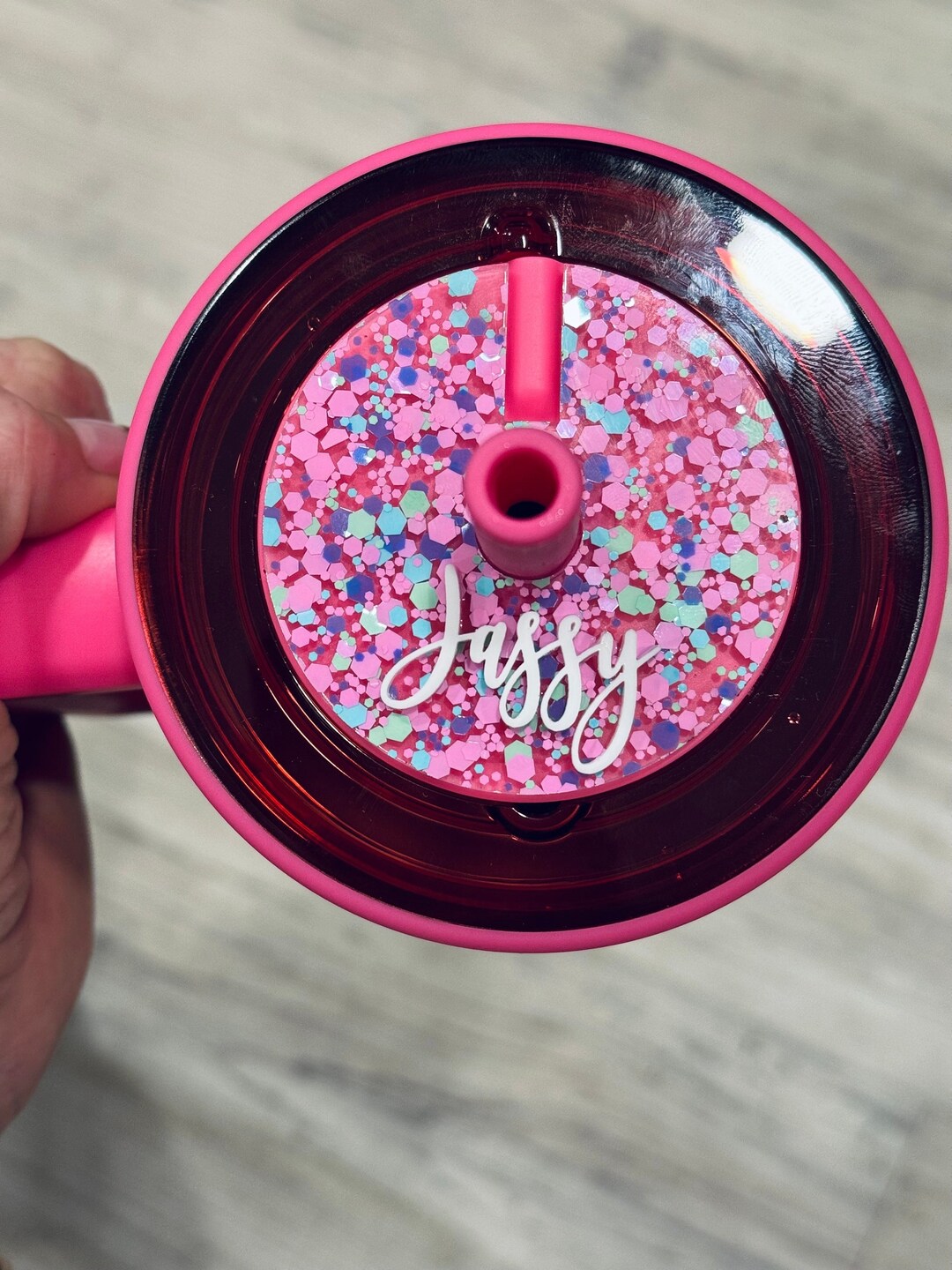 Custom Name Tag for Cup With Straw in Middle Personalized Glitter Name ...