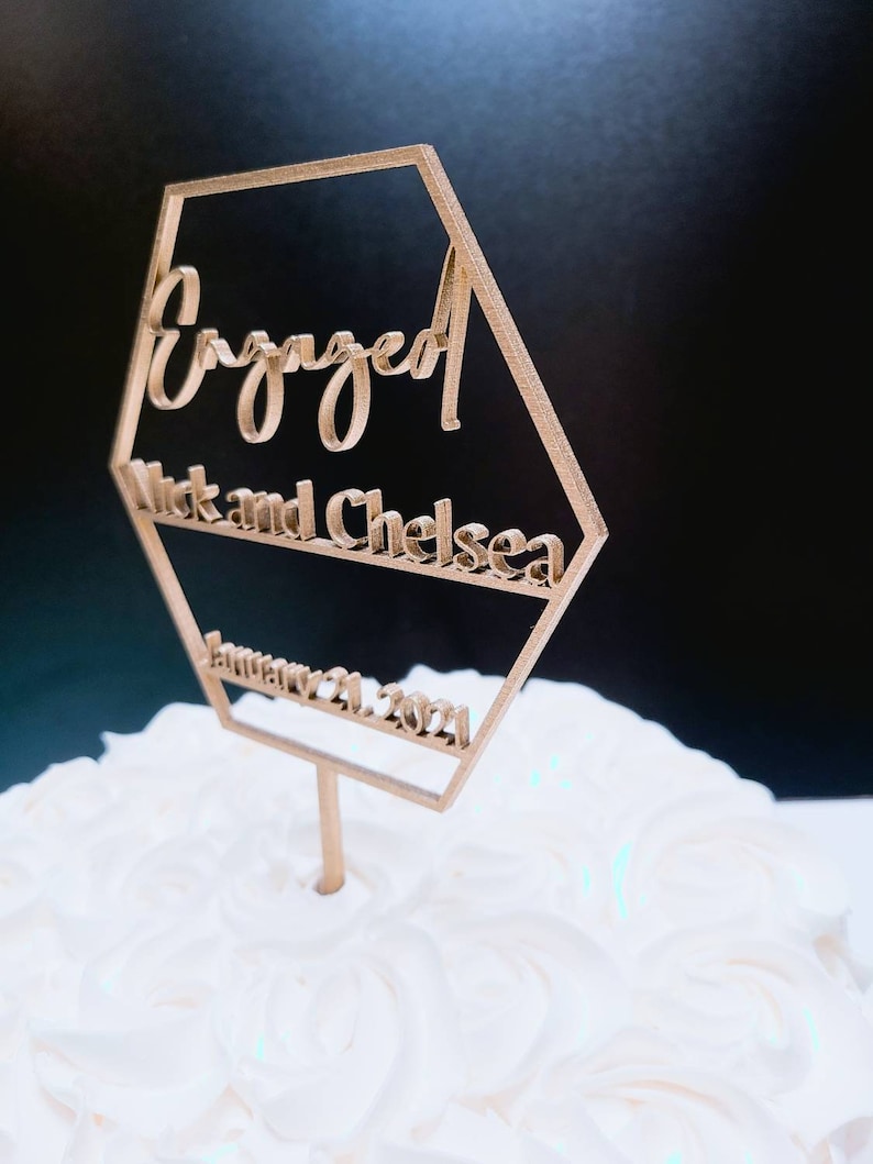 Engaged Cake Topper With Date We're Engaged Couples | Etsy