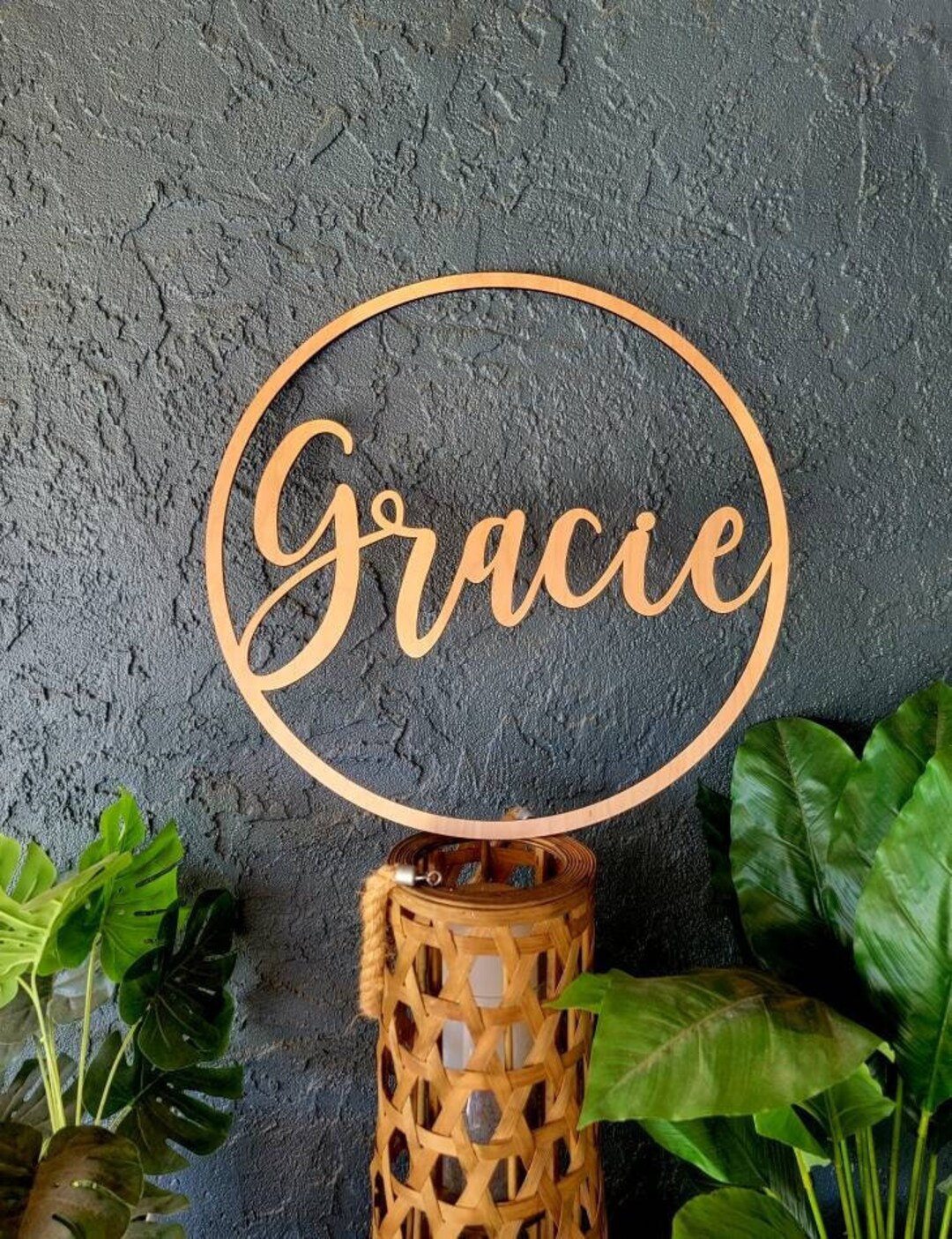Custom Name Sign, Round Laser Cut Wooden Sign With Name, Nursery Name ...