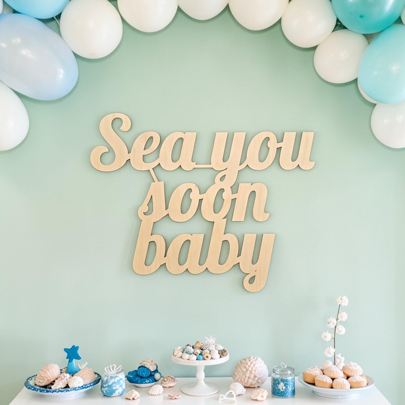 Sea You Soon Baby Sign: Ocean Theme Baby Shower Decor | Beach Baby ...
