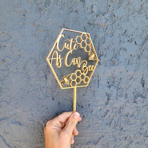 Cute as Can Bee Cake Topper Babyshower Decorations Bee Themed Honeycomb ...