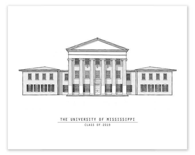 The University of Mississippi Lyceum, Ole Miss Lyceum Print, Ole Miss ...