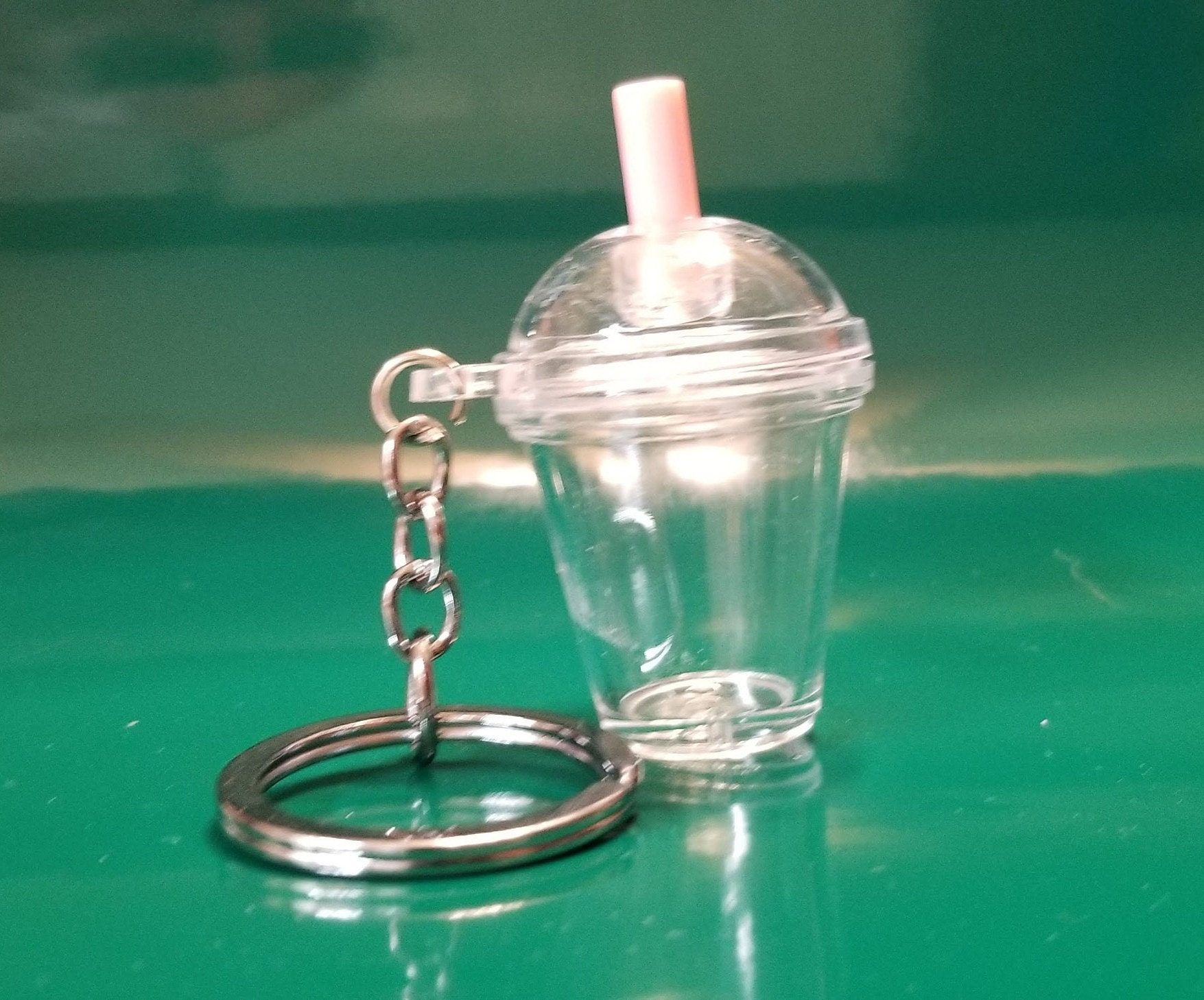 1 Set of 10 Mini Coffee Keychain With PINK Straw dome Lid - Etsy