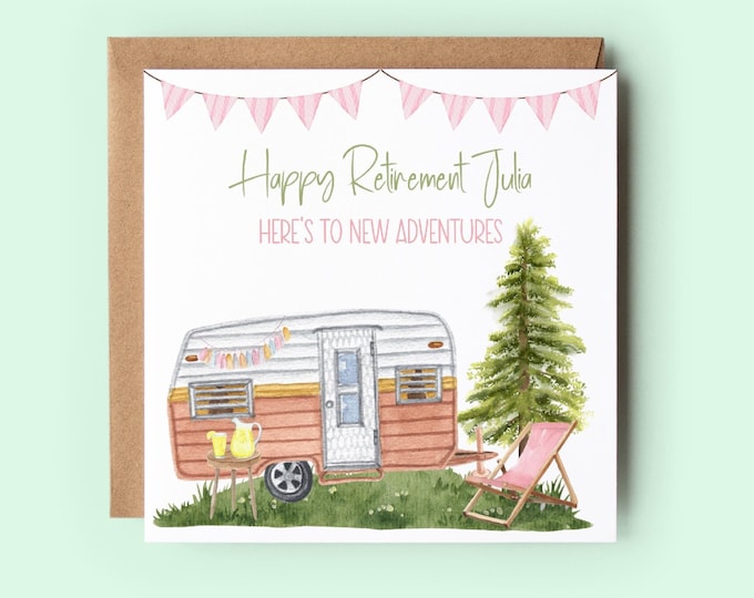 Retirement Card, "camping on the Beach" Retirement Card, Handmade ...