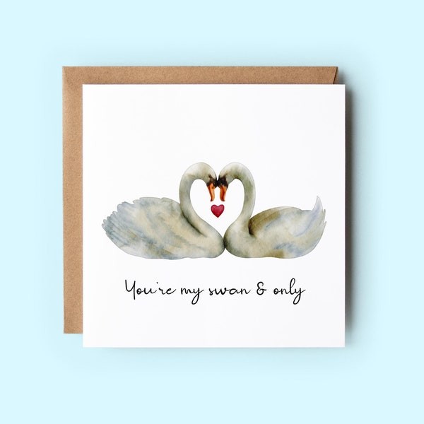 Swan Greeting Card - Etsy